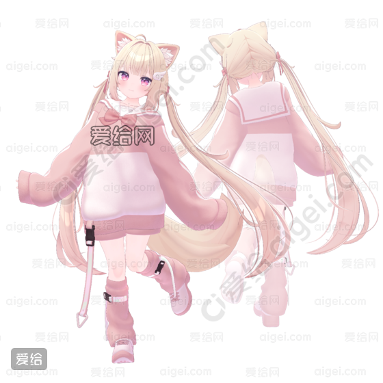 VRChat的模型 『シフォン』Chiffon v1.0_by_komado_blend|fbx - 3d模型_免费下载 - 爱给网