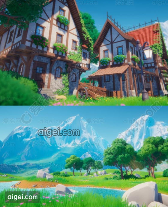 风格化幻想村_unity3d - Unity3D模型_U3D_免费下载 - 爱给网