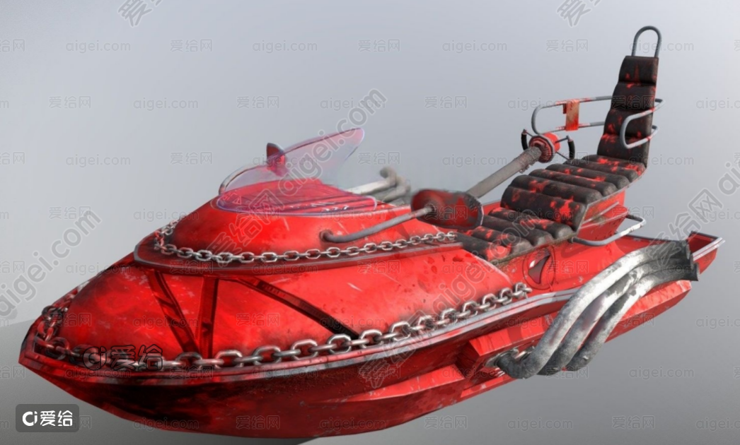 深红船(Crimson Boat)_obj|fbx|3ds|max - 3d模型_免费下载 - 爱给网