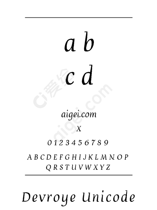 德夫罗耶Unicode(Devroye Unicode) - 字体_ttf素材 免费下载 - 爱给网