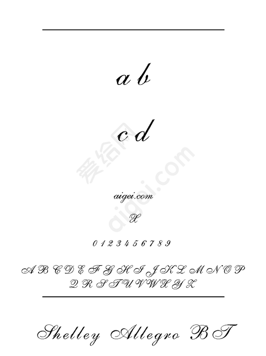 英文字体Shelley Allegro BT - 字体_ttf素材 免费下载 - 爱给网